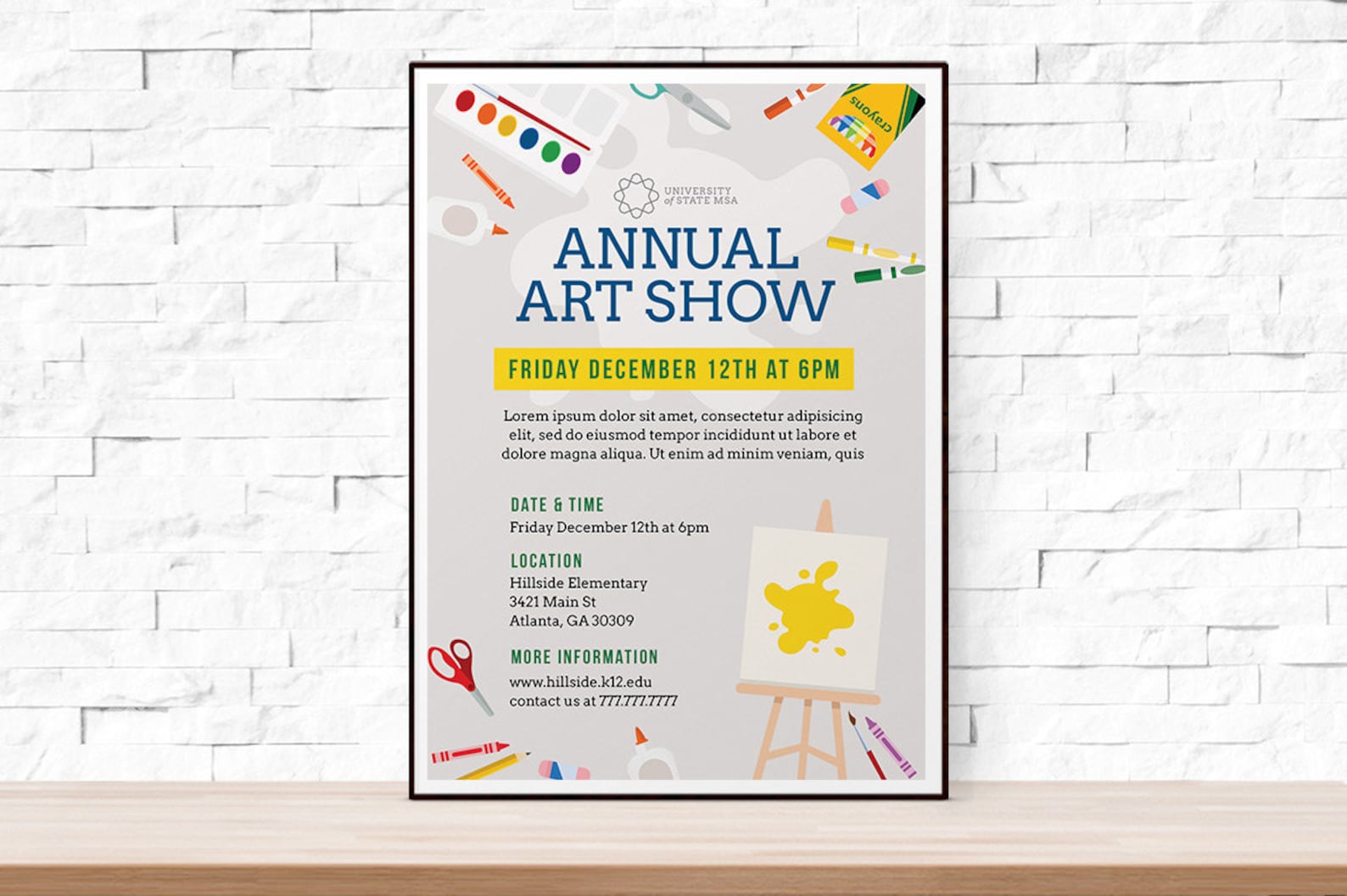 DIY Printable School Art Show Flyer Template, Word Flyer Templates ...