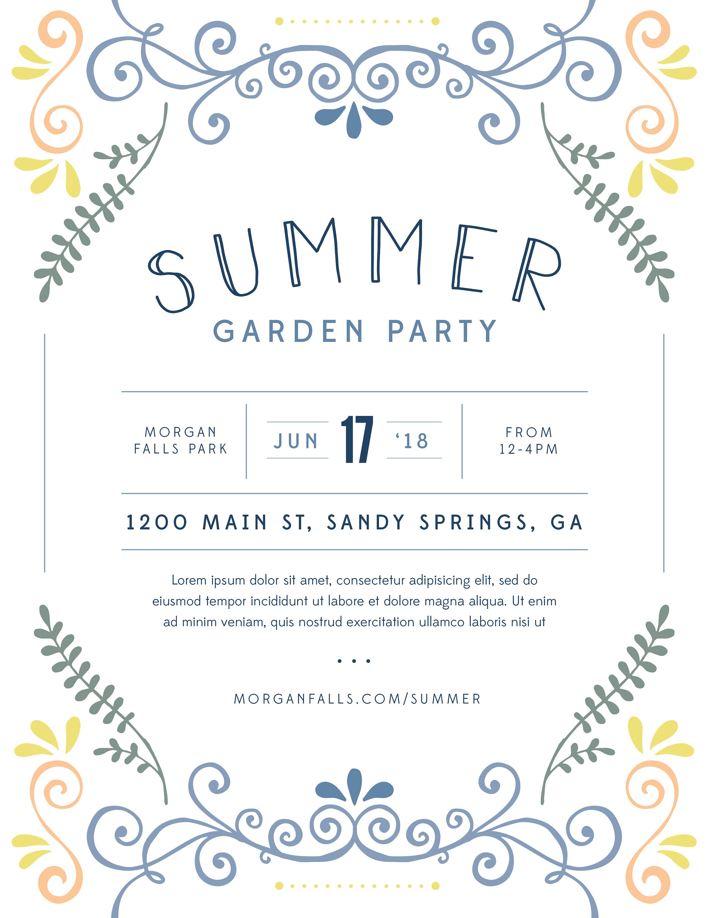 DIY Printable Floral Hand Drawn Event Template Flyer for Bridal Showers ...