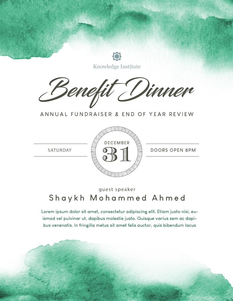DIY Printable Gala Benefit Dinner Event Flyer Template for Microsoft ...
