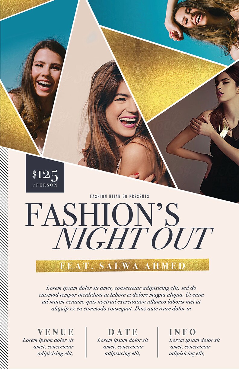 DIY Printable Fashion Week Geometric Event Flyer Template for Church ...