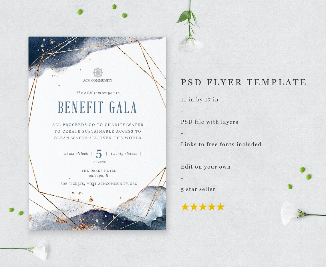 DIY Printable Gala Benefit Dinner Event Flyer Template Marketing Set ...