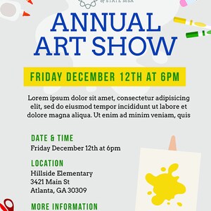 DIY Printable School Art Show Flyer Template, Word Flyer Templates ...