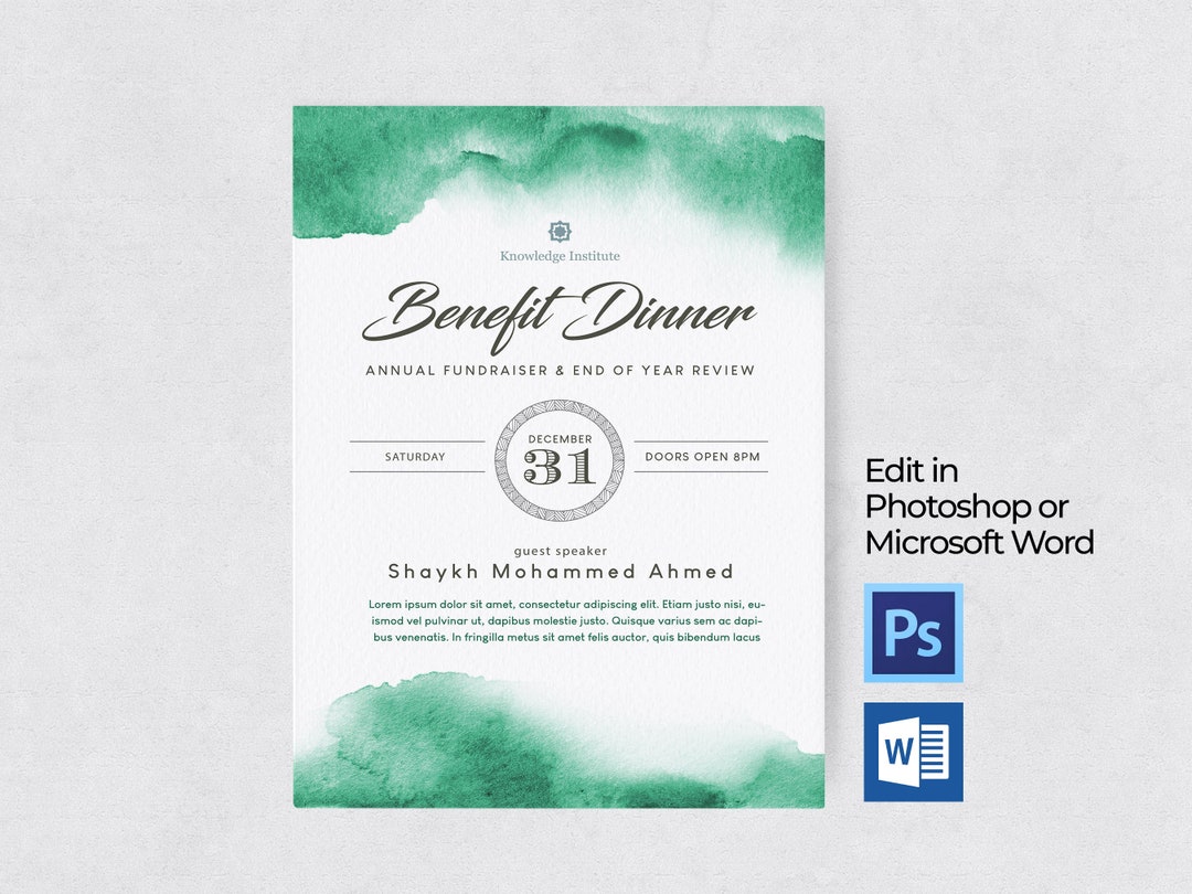 DIY Printable Gala Benefit Dinner Event Flyer Template for Microsoft ...