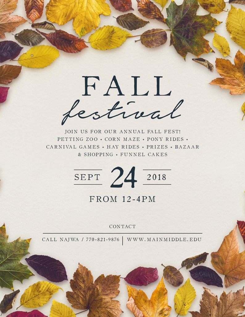 DIY Printable Fall Fest Flyer Template, Word Flyer Templates, Bazaar ...