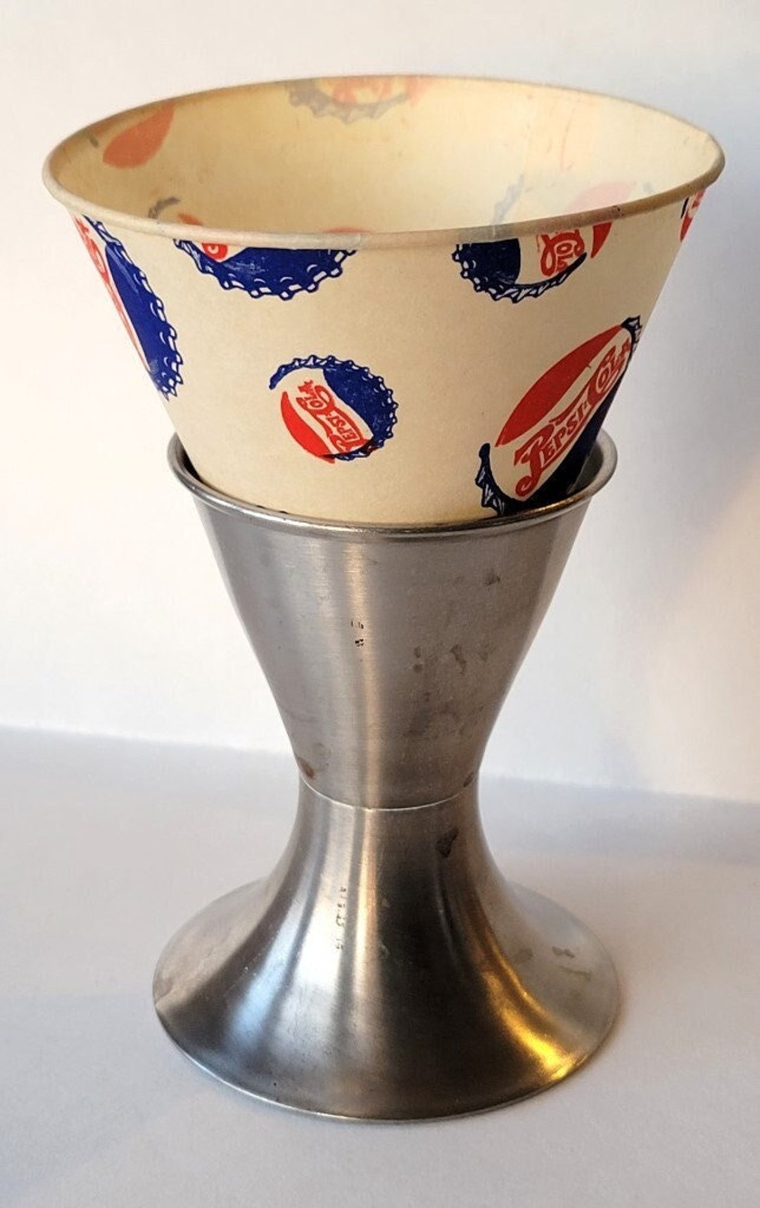 1940-50's Peps:cola Mint Cone Cup, in Solo, Stainless Steel Holder. U.S ...