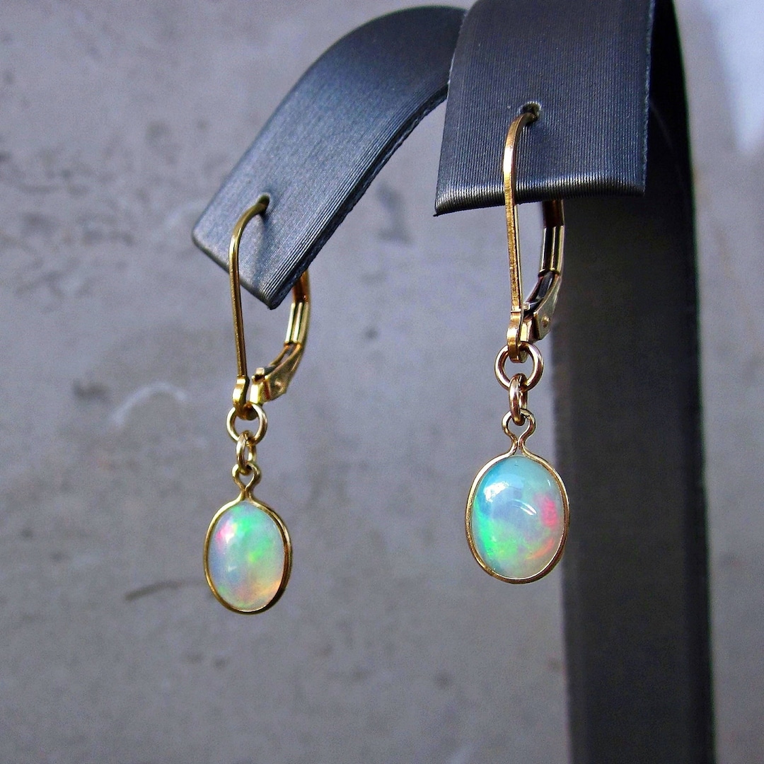 Genuine Opal Earrings, October Birthstone Jewelry, Natural Opal ...