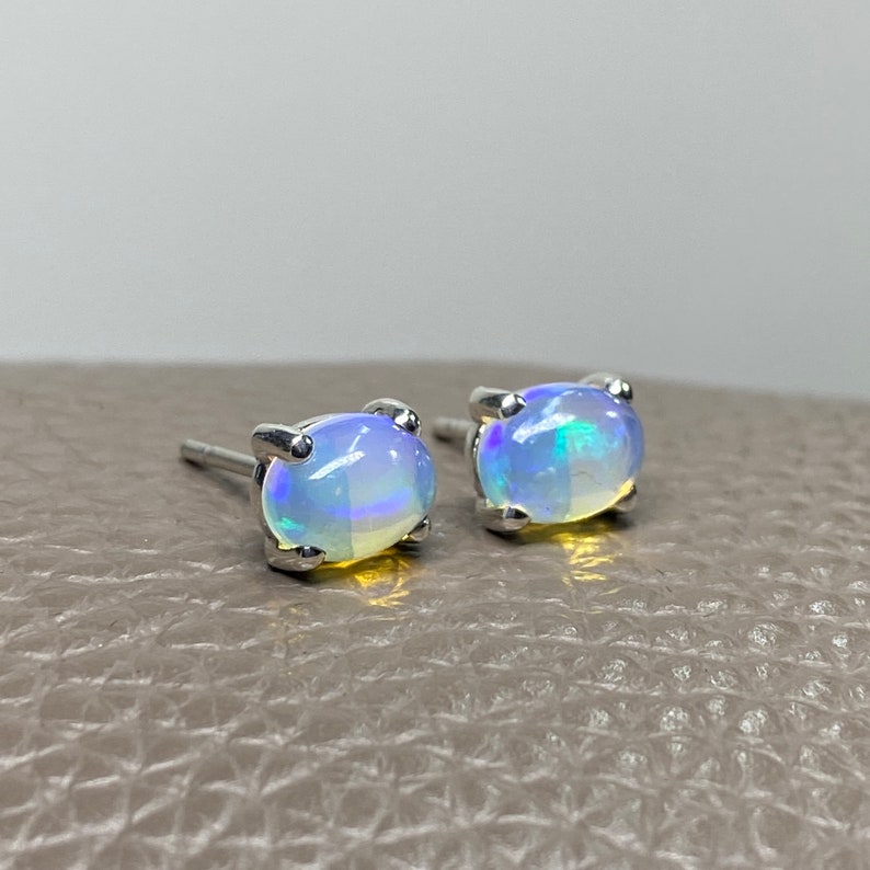 Ethiopian Opal Studs: Natural Gemstone Sterling Silver Earrings - Etsy