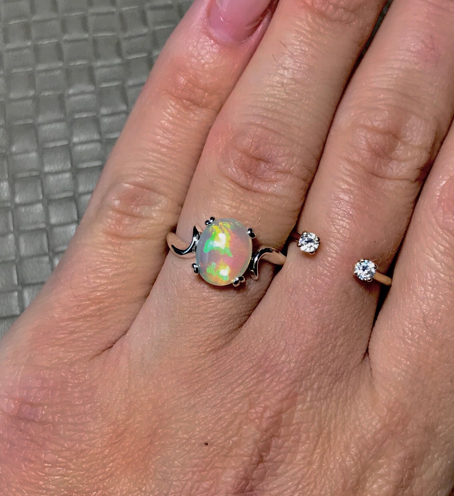 Large Opal Ring Genuine Opal Ring Solitaire Ring Gemstone Etsy