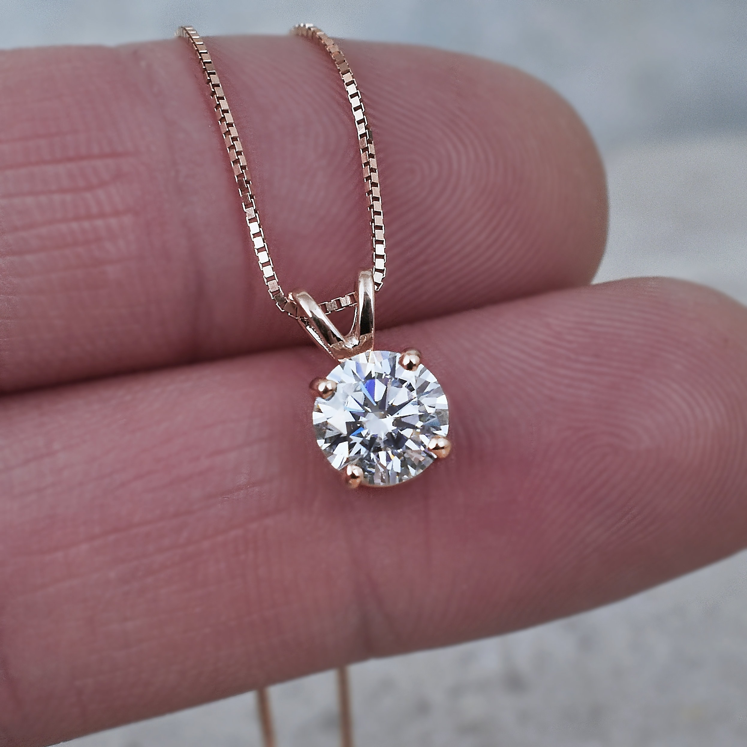 Genuine Moissanite Solitaire Necklace 14k Gold Necklace Etsy