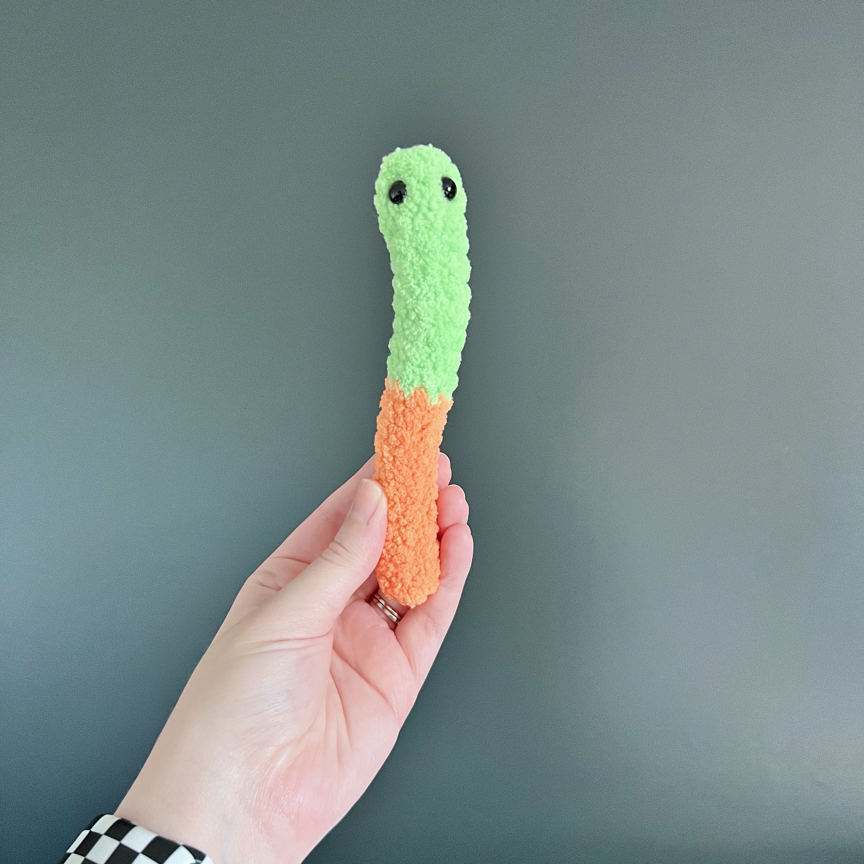 Sour Gummy Worm Posable Plushie // Crochet Amigurumi Novelty Fake Candy ...