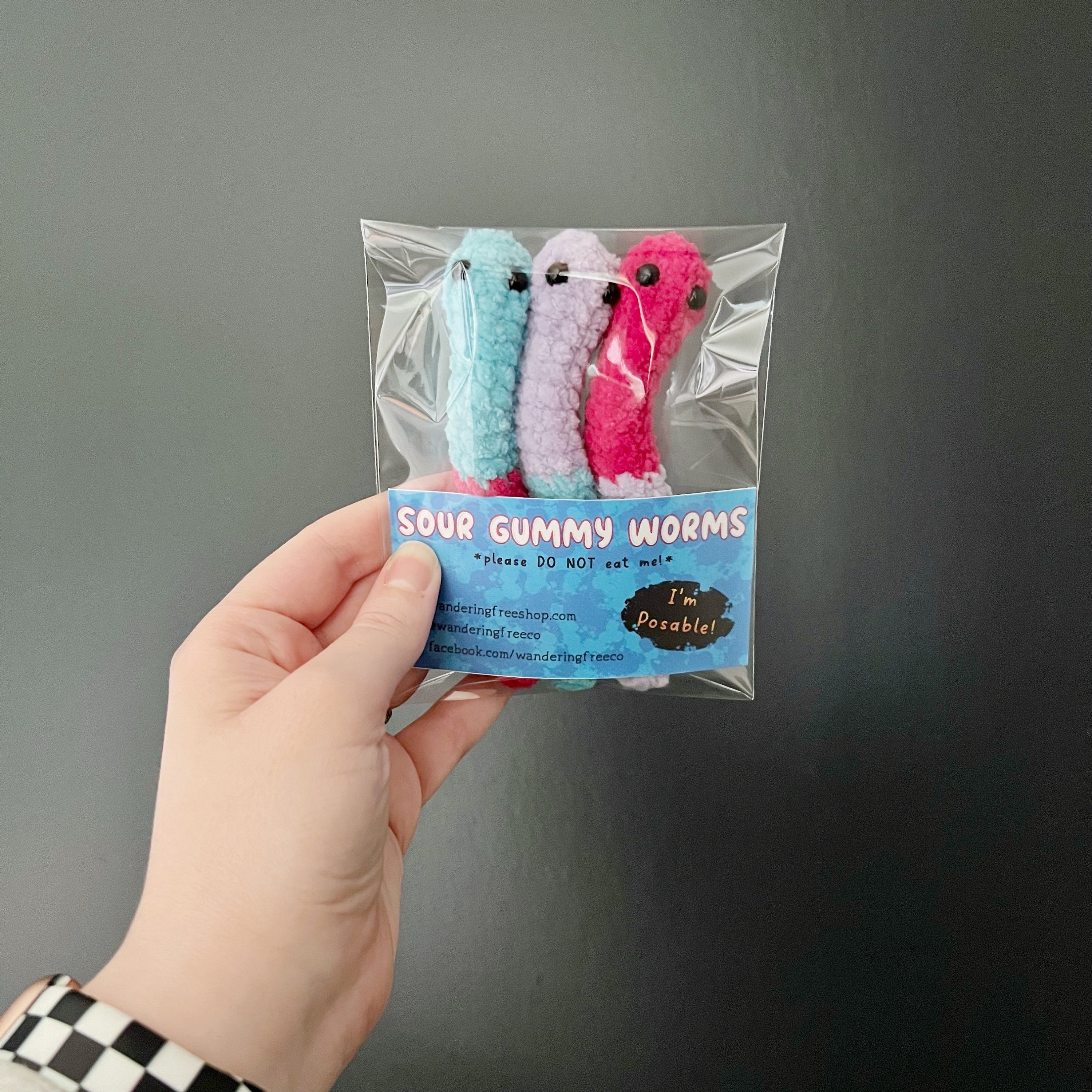 Sour Gummy Worms Posable Plushies // Crochet Amigurumi Novelty Fake ...