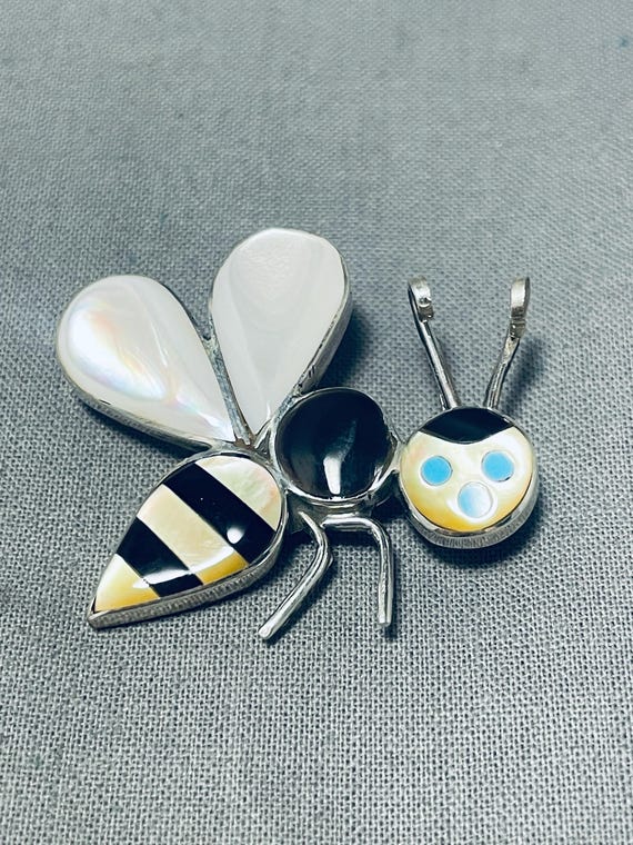 Whimsical Native American Zuni Mother Of Pearl Sterli… - Gem