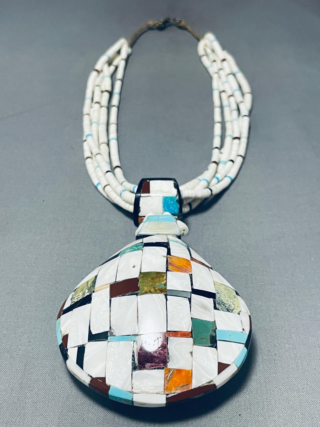 Native American Flask Shell Very Rare Vintage Santo Domingo Turquoise ...