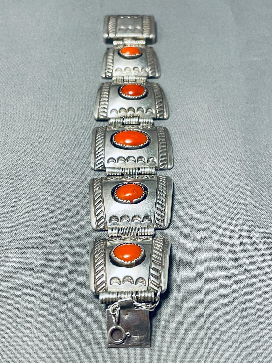 One of the Best Ever Vintage Native American Navajo Coral Sterling ...