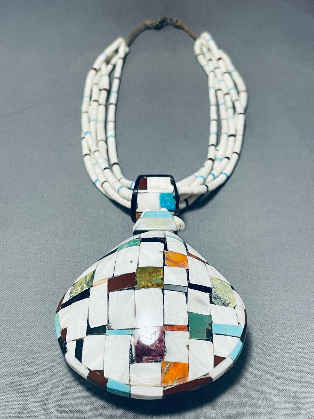 Native American Flask Shell Very Rare Vintage Santo Domingo Turquoise ...