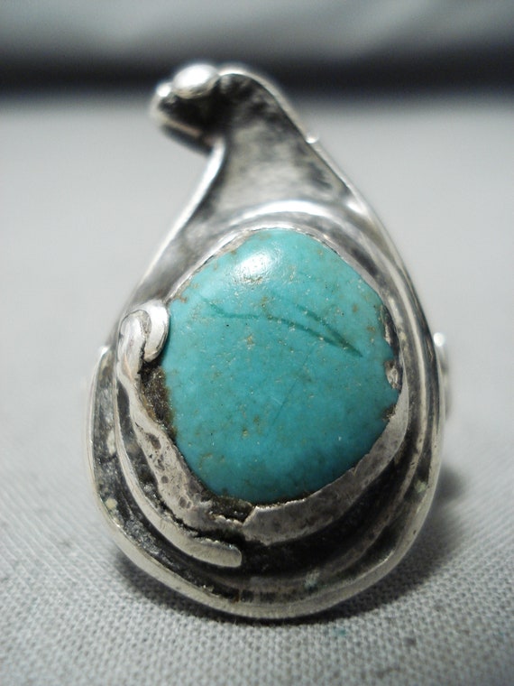 Unique Vintage Navajo Native American Green Turquoise… - Gem