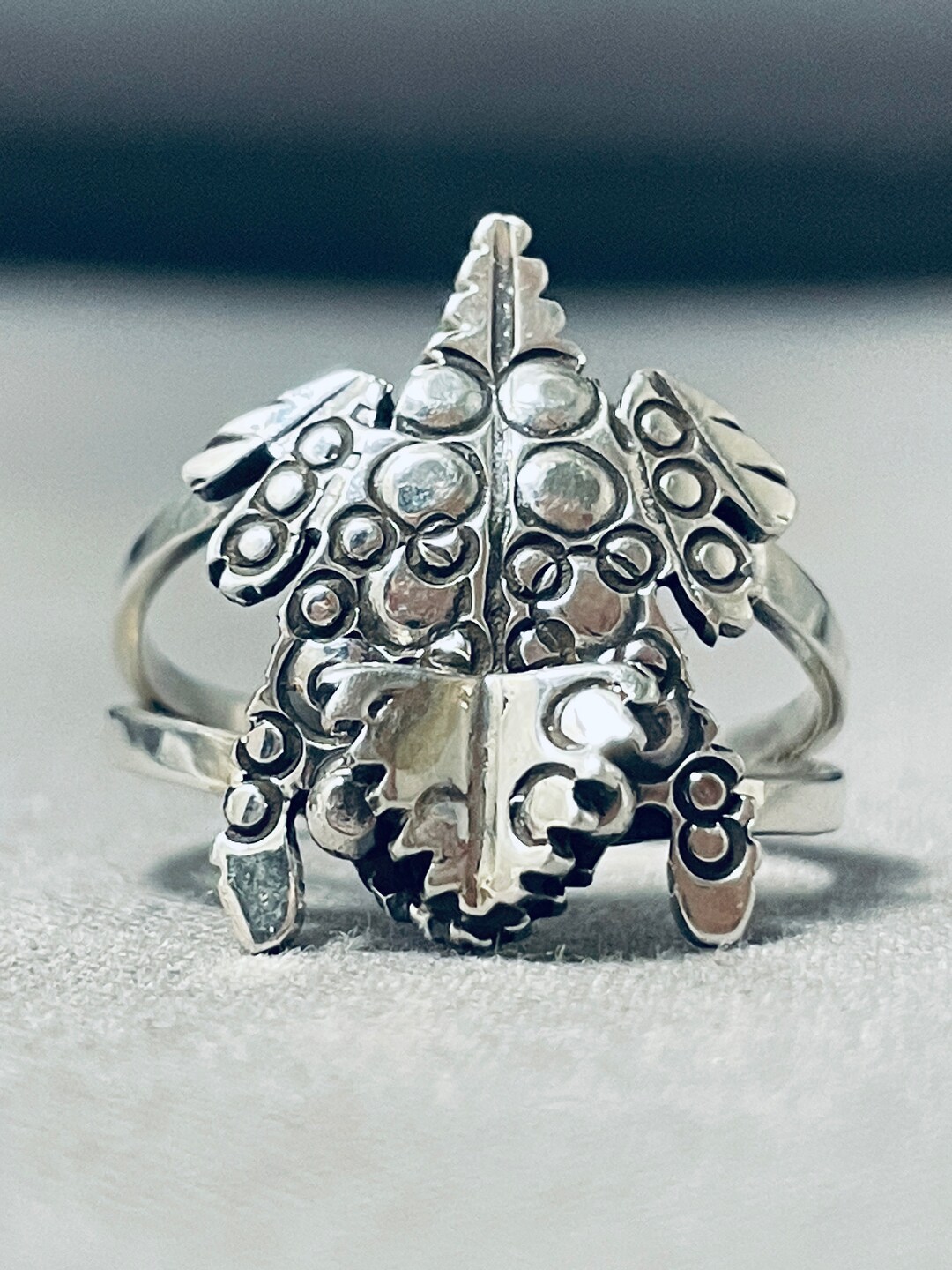 Important Native American Navajo Sterling Silver Toad Ring Signed Ben ...