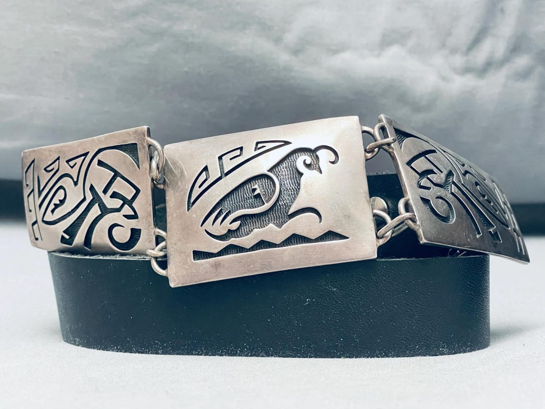 One of Most Detailed Vintage Hopi/ Navajo Sterling Silver Concho Belt ...
