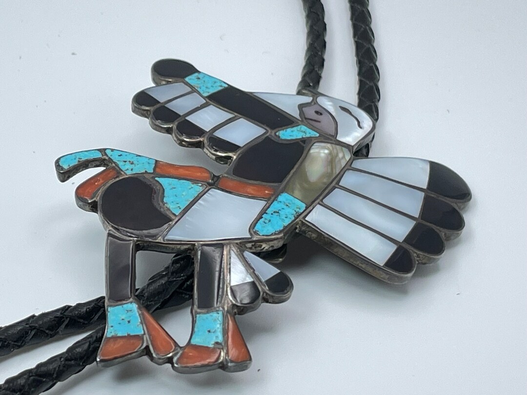 Vintage Zuni Eagle Turquoise Sterling Silver Bolo .925 Make an Offer - Etsy
