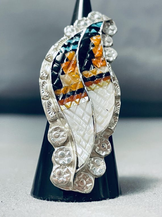 Signed Native American Zuni Turquoise Jet Mother Of P… - Gem