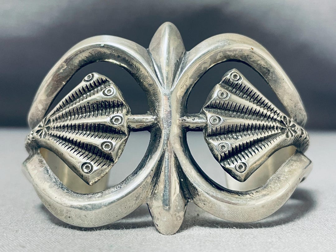 Robustes Vintage Native American Navajo Double Flank Sterling Silber ...
