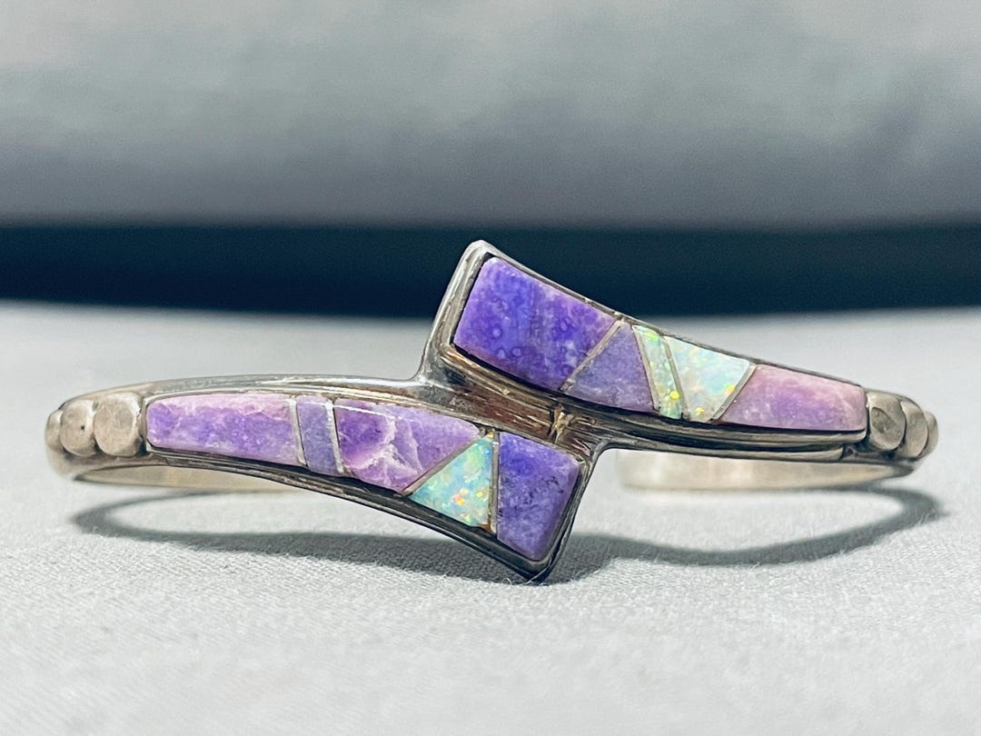 Expressive Native American Navajo Sugulite Sterling Silver Bracelet ...
