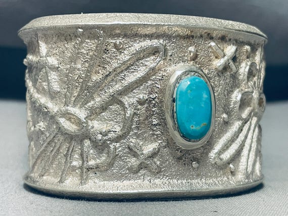 Heavy 143 Gram Vintage Native American Navajo Turquoi… - Gem