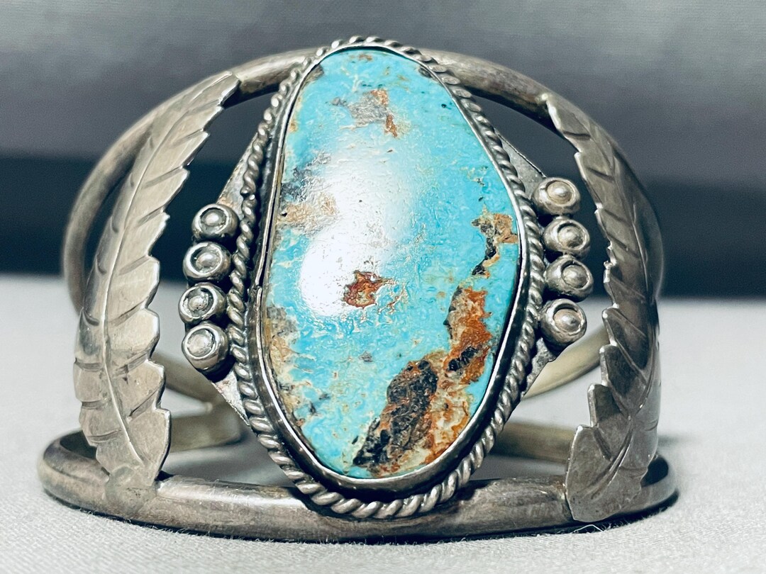 Museum Vintage Native American Navajo Sky Blue Turquoise Sterling ...