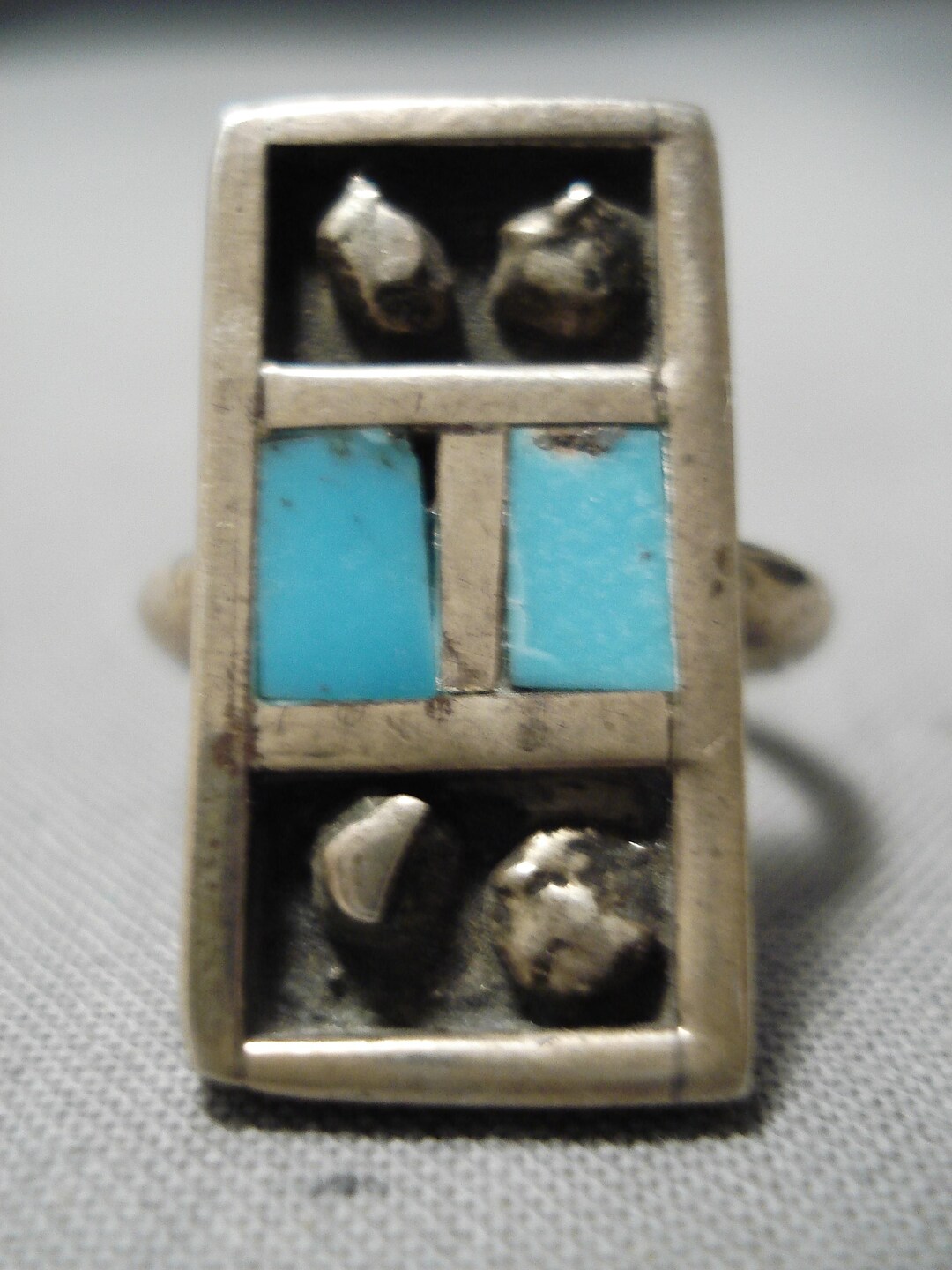 Wonderful Native American Navajo Blue Gem Turquoise Sterling Silver ...