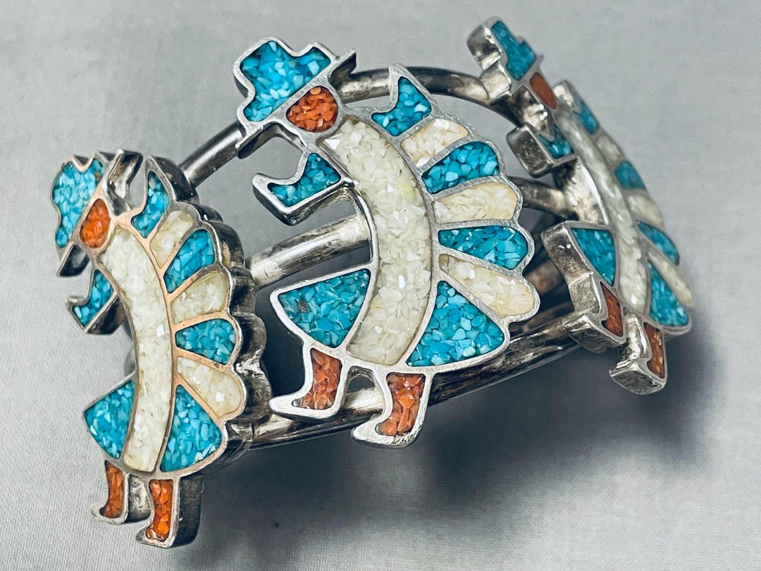 Native American the Best Kachina Chip Inlay Vintage Navajo Turquoise ...