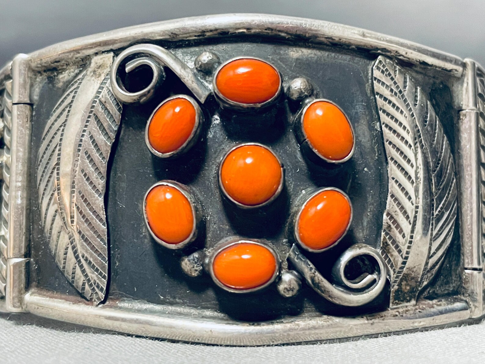 One of the Best Ever Vintage Native American Navajo Coral Sterling ...
