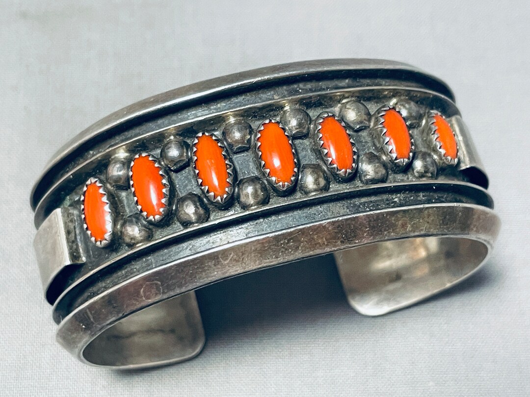 Noteworthy Jackie Singer Vintage Native American Navajo Coral Sterling ...