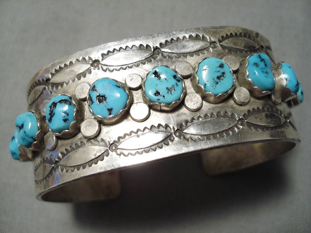 Important Vintage Native American Navajo Ray Adakai Turquoise Sterling ...