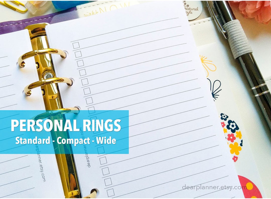 PRINTED Lined Checklist Insert - Lined Pages Planner Refill - Notes to ...