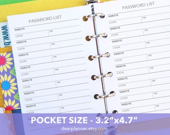 Printed Password List Insert Password Keeper Refill | Etsy