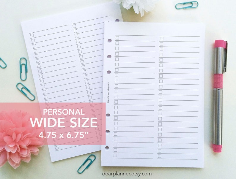 PRINTED to Do List Insert Two Column Checklist Lined - Etsy