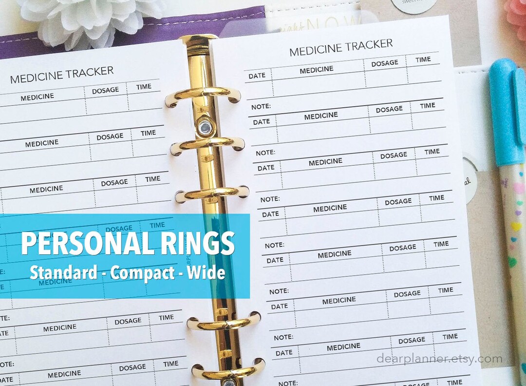 PRINTED Medicine Tracker - Medication Log - Health Wellness Insert ...