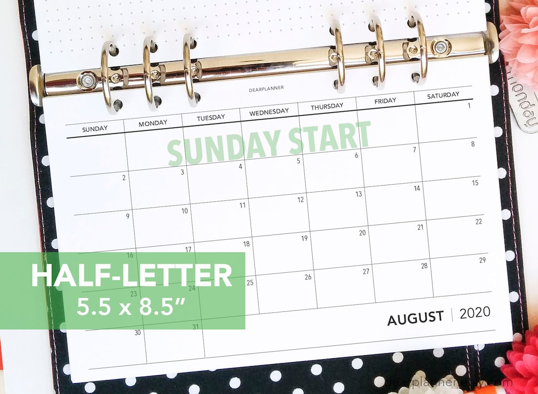 PRINTED Monthly - 2026 / 2027 - SUNDAY Start - Horizontal Format ...