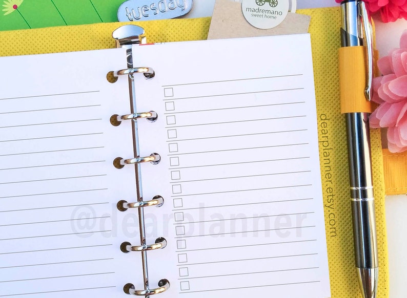 PRINTED Lined Checklist Insert Pocket TO-DO Planner Insert | Etsy