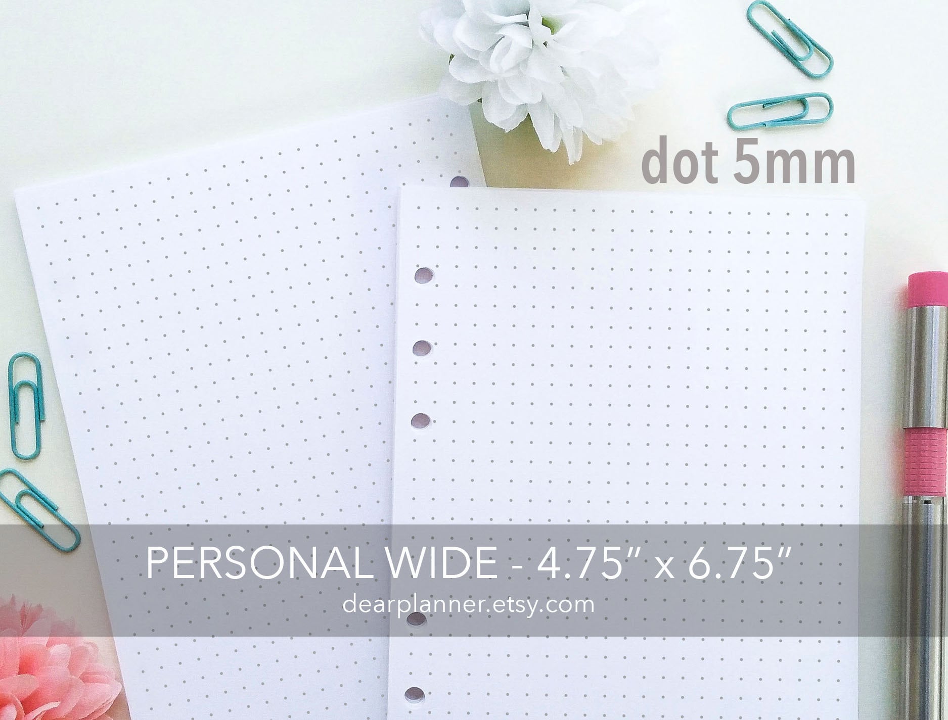 PRINTED Dotted Planner Inserts Dot Grid Planner Page 5mm - Etsy