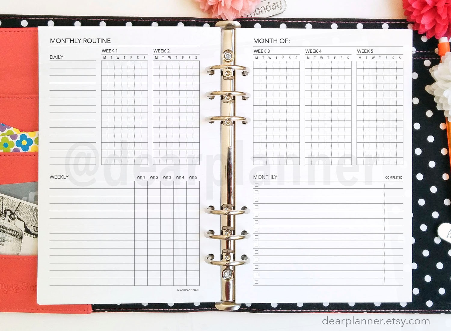 PRINTED Undated Month Routine Tracker Daily Weekly Monthly | Etsy