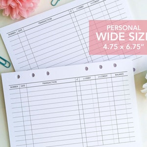 PRINTED Checkbook Register Inserts - Check Book Record Tracker ...