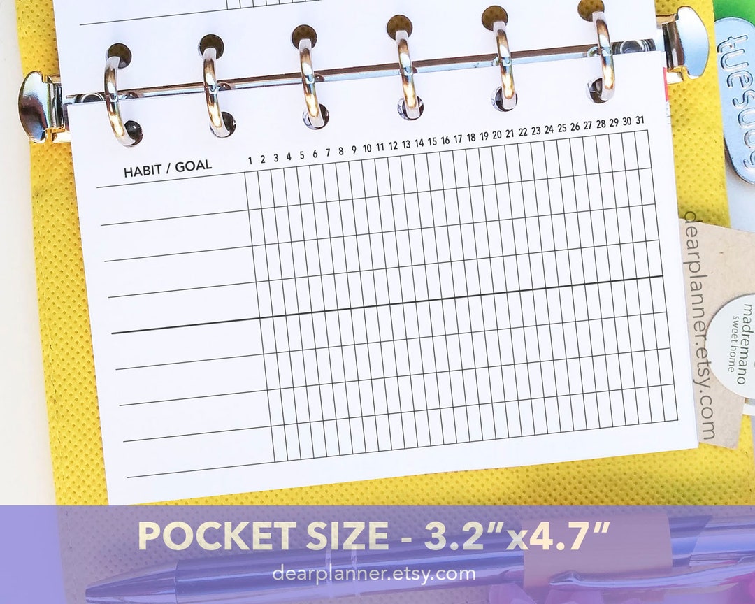 PRINTED Habit Goal Tracker - Monthly Routine Checklist - Pocket Size ...
