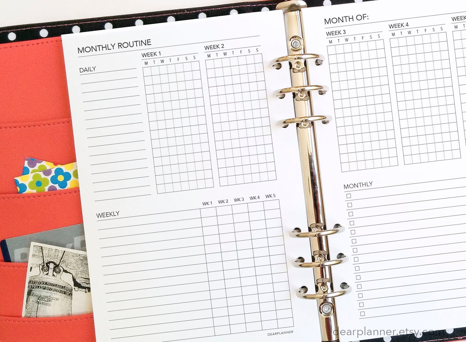 PRINTED Undated Month Routine Tracker Daily Weekly Monthly | Etsy