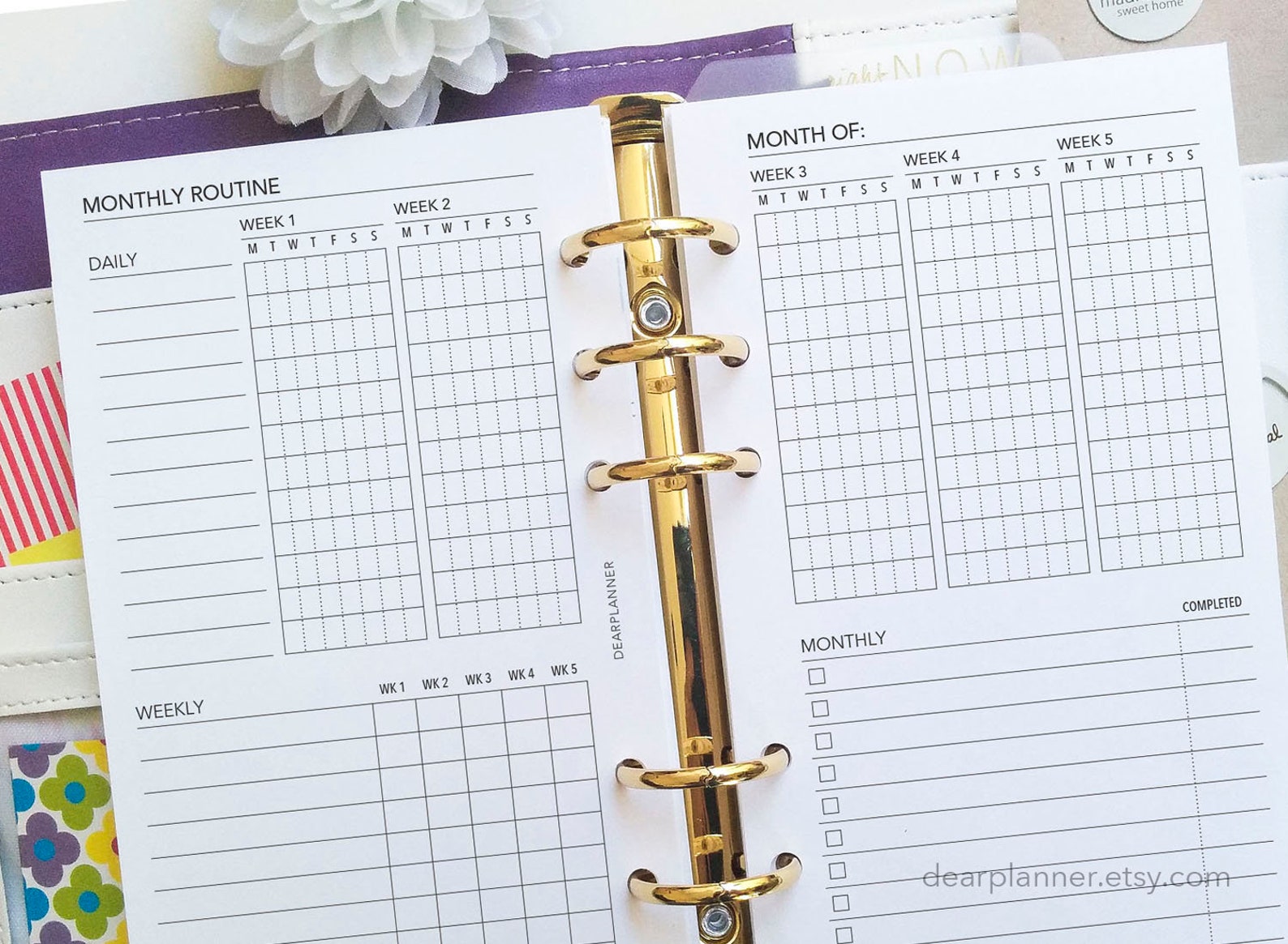 PRINTED Undated Monthly Tracker - Daily Weekly Routine Habits Log ...