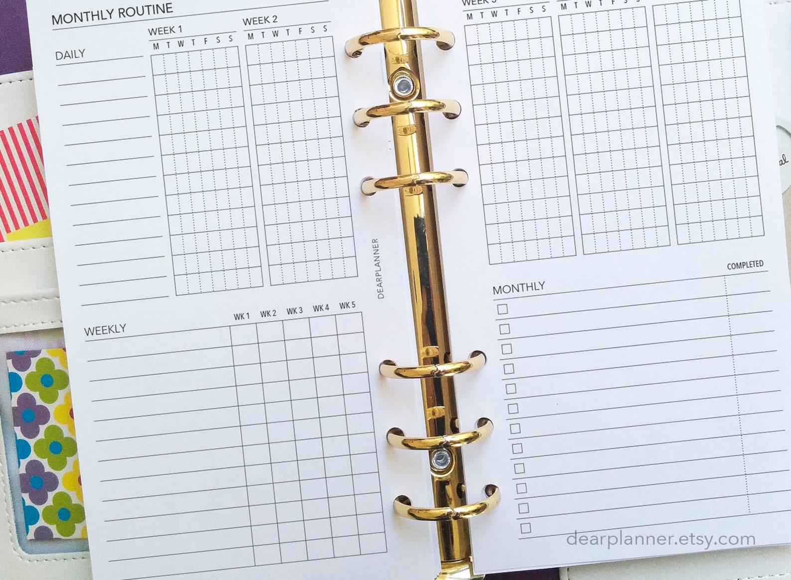 PRINTED Undated Monthly Tracker - Daily Weekly Routine Habits Log ...