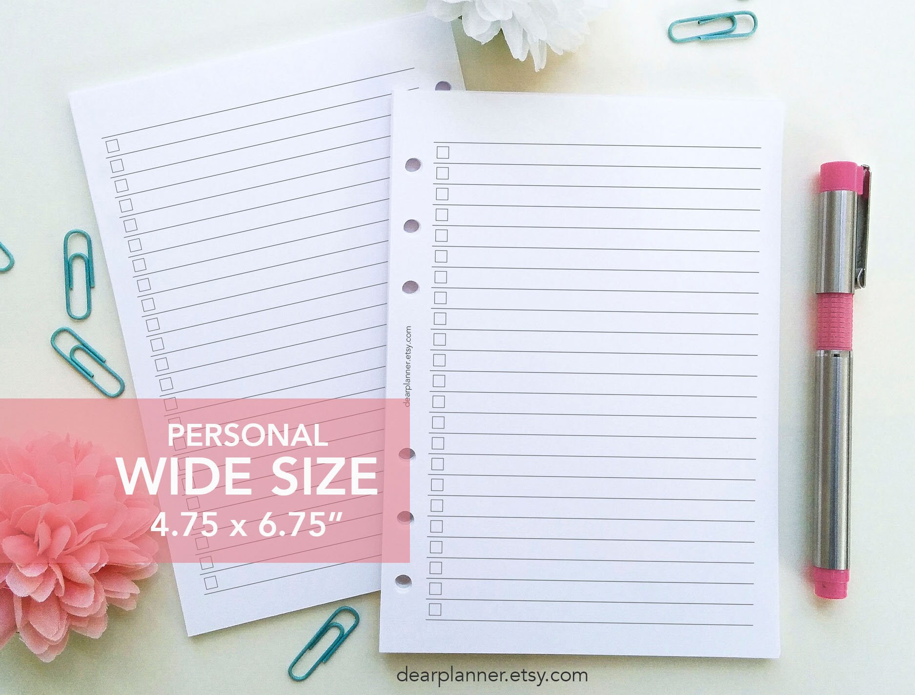 PRINTED Lined Checklist Insert Lined Pages Planner Refill - Etsy