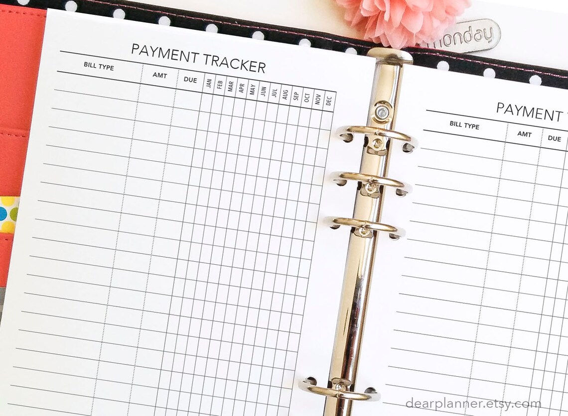 PRINTED Payment Checklist Yearly Bill Tracker Bill Payment - Etsy