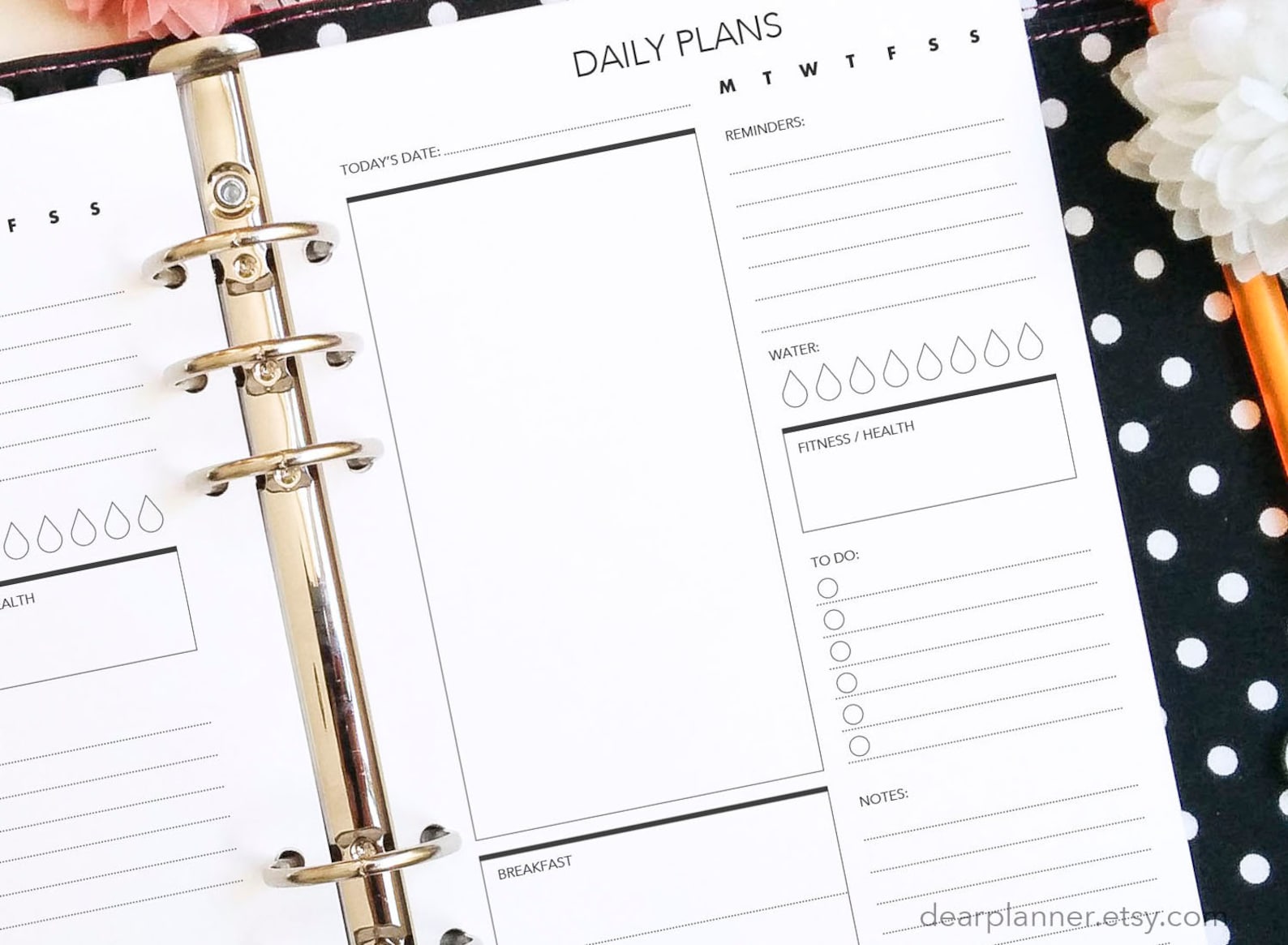 PRINTED Day on One Page Daily Planner Insert Printed Do1p - Etsy