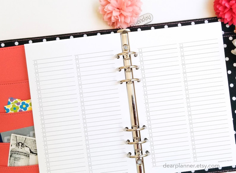 Printed two column checklist To-do list insert Half letter | Etsy